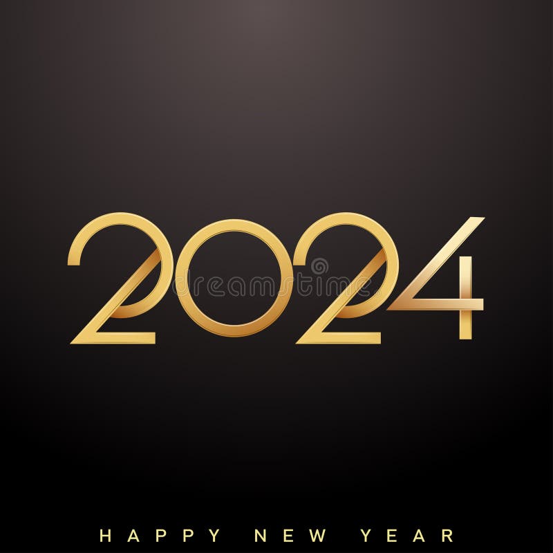 2024 Classic Happy New Year Design with Unique and Modern Numbers ...