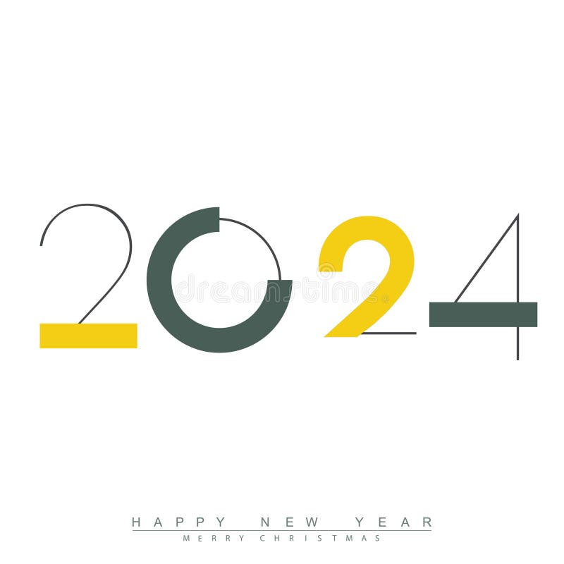 2024 Classic Happy New Year Design with Unique and Modern Numbers ...