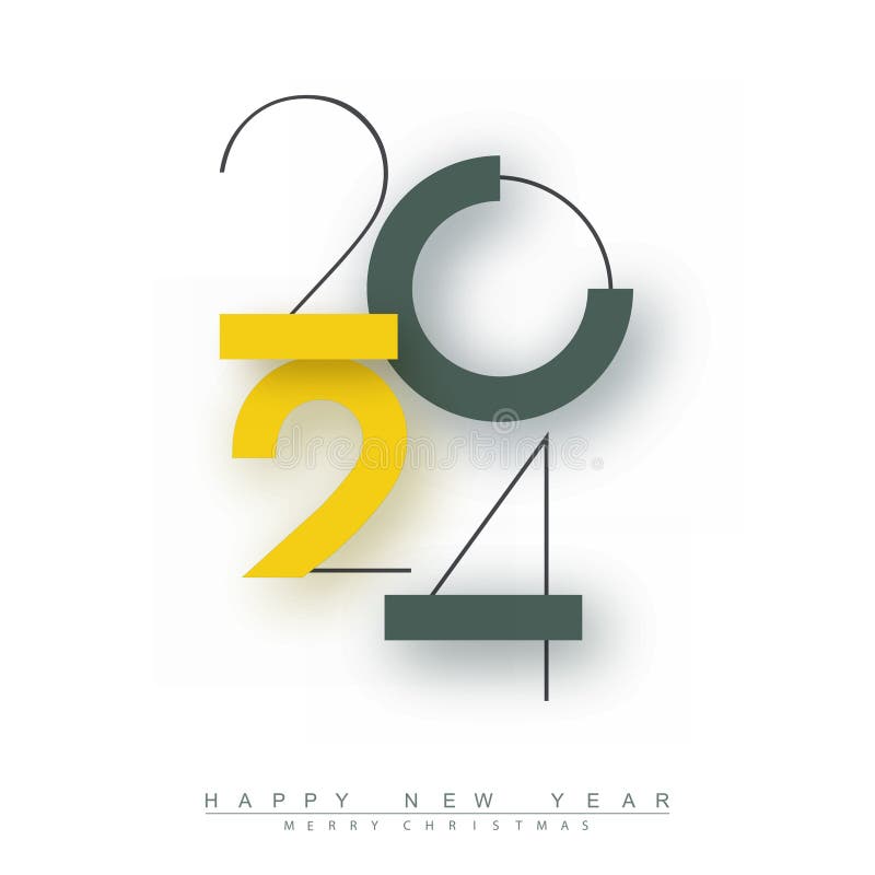 2024 Classic Happy New Year Design with Unique and Modern Numbers ...
