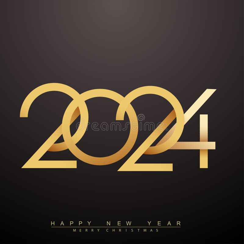 2024 Classic Happy New Year Design with Unique and Modern Numbers ...