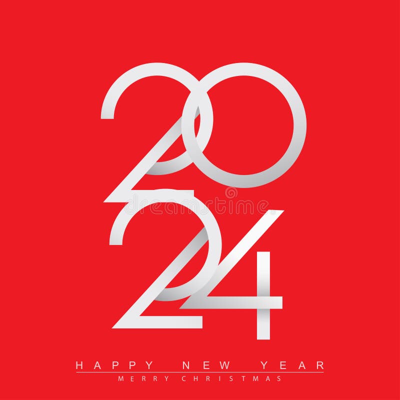 2024 Classic Happy New Year Design with Unique and Modern Numbers ...