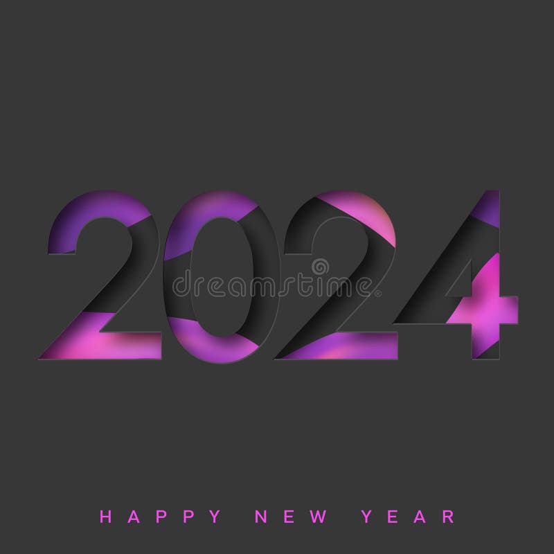 2024 Classic Happy New Year Design with Unique and Modern Numbers ...