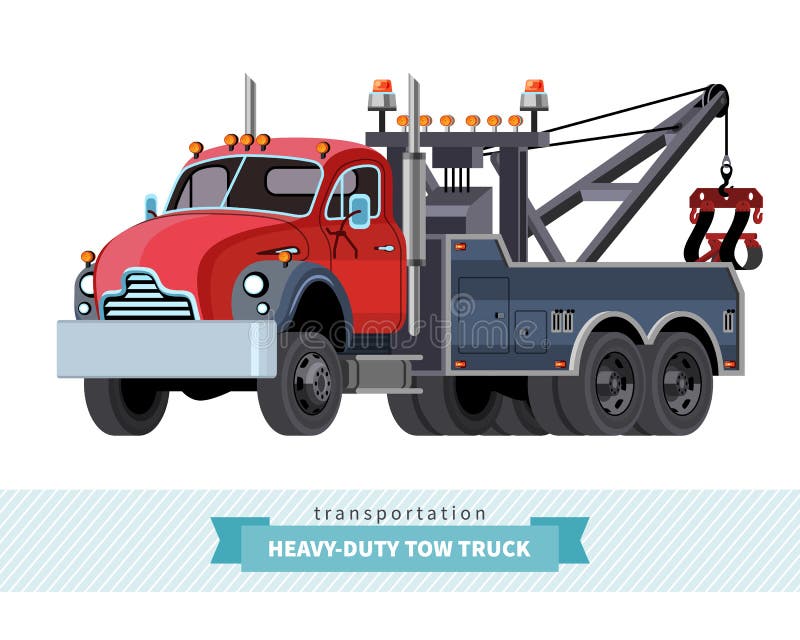 Classic Heavy Duty Tow Truck Front Side View Stock Vector ...