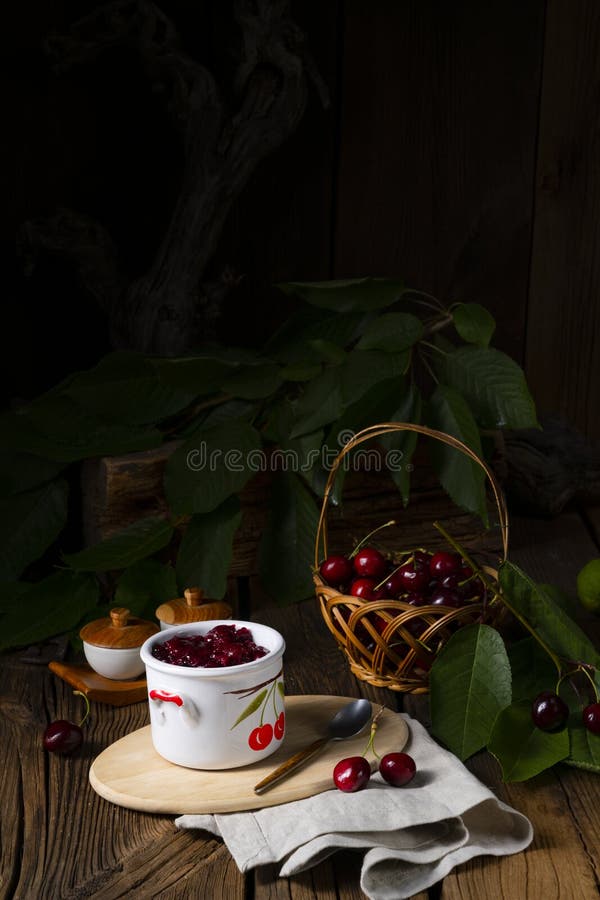 Classic Homemade Cherry Jam Stock Image - Image of homemade, cherries ...