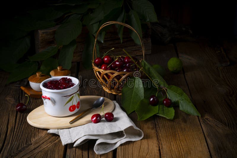 Classic Homemade Cherry Jam Stock Image - Image of breakfast, dessert ...