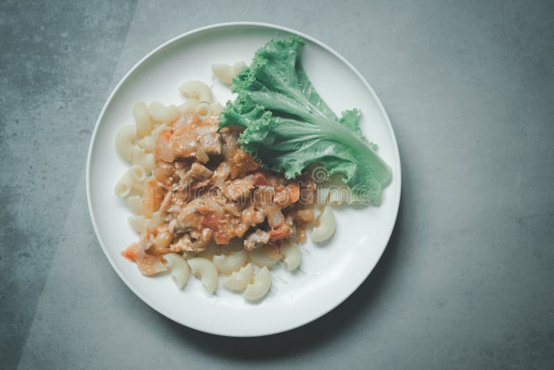 Classic Homemade Macaroni with Tomato Sauce Stock Photo - Image of ...