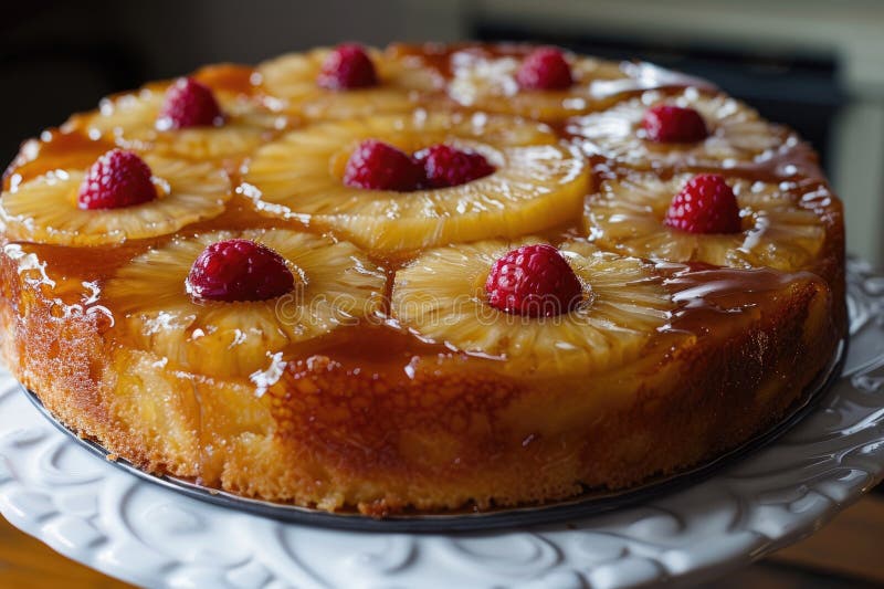 Classic Homemade Pineapple Upside-Down Cake with Cherries and ...