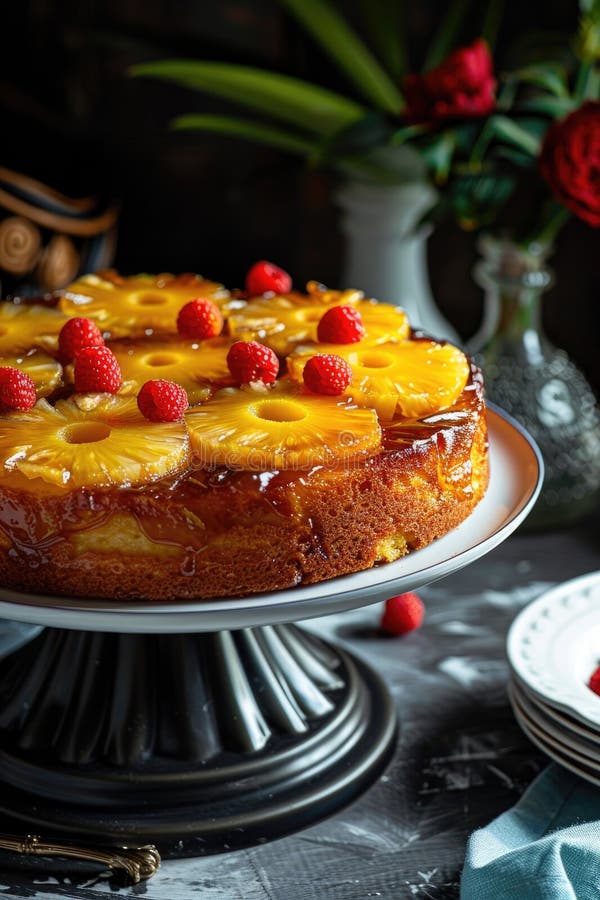 Classic Homemade Pineapple Upside-Down Cake with Cherries and ...