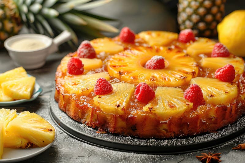 Classic Homemade Pineapple Upside-Down Cake with Cherries and ...