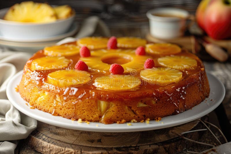 Classic Homemade Pineapple Upside-Down Cake with Cherries and ...