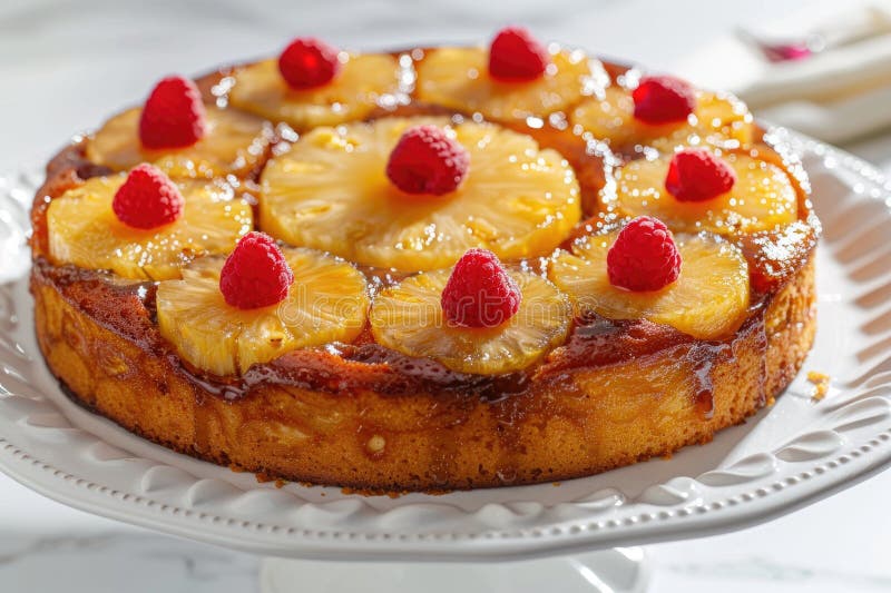 Classic Homemade Pineapple Upside-Down Cake with Cherries and ...