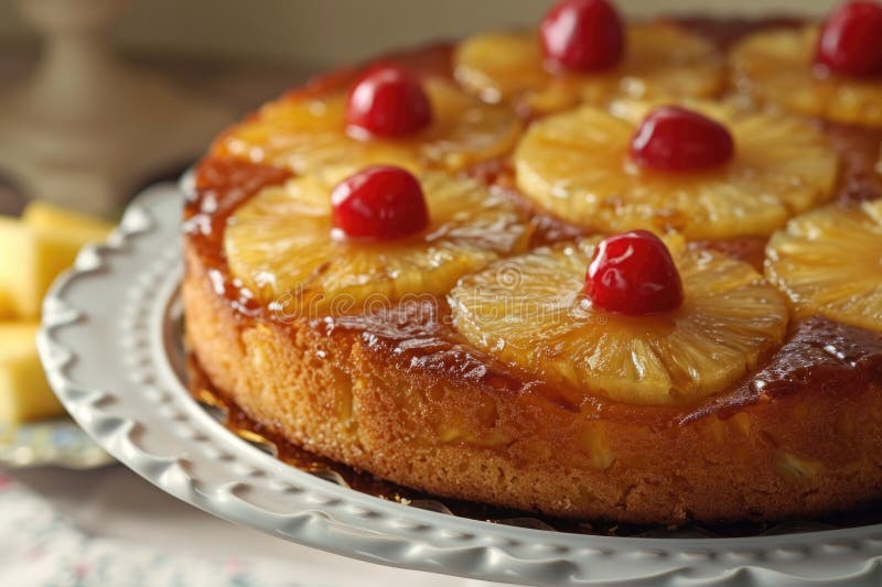 Classic Homemade Pineapple Upside-Down Cake with Cherries and ...