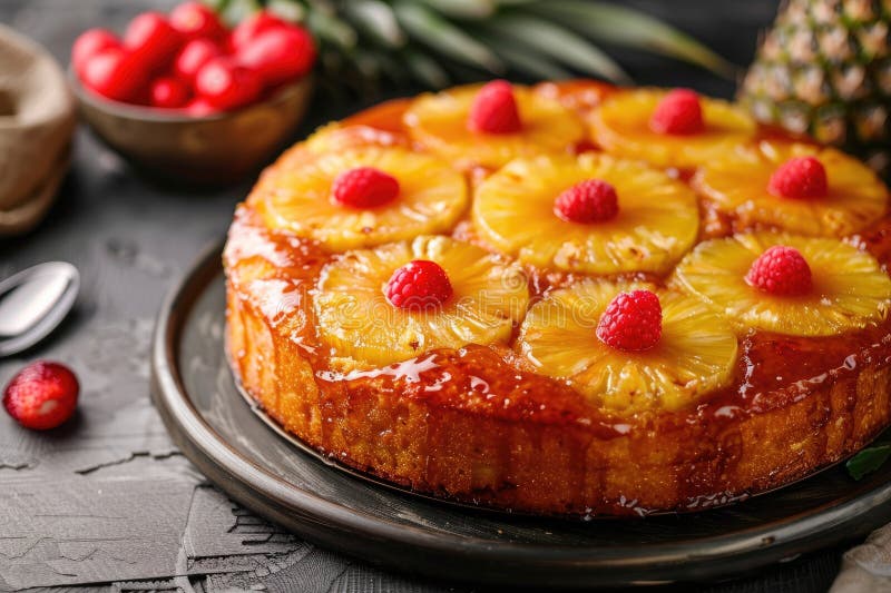 Classic Homemade Pineapple Upside-Down Cake with Cherries and ...
