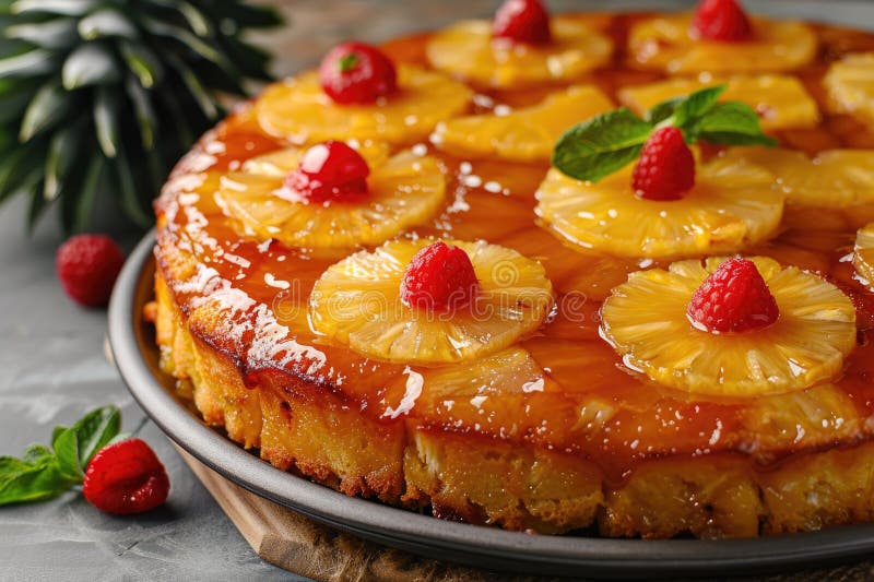 Classic Homemade Pineapple Upside-Down Cake with Cherries and ...