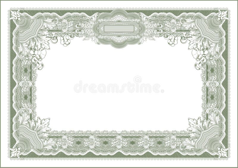 Classic Horizontal Certificate Frame Green Stock Illustration ...