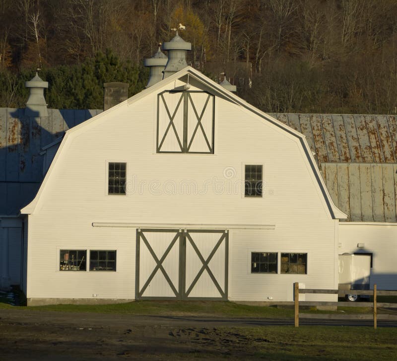 Classic Farming Scene Red Tractor and Barn Stock Image - Image of food ...