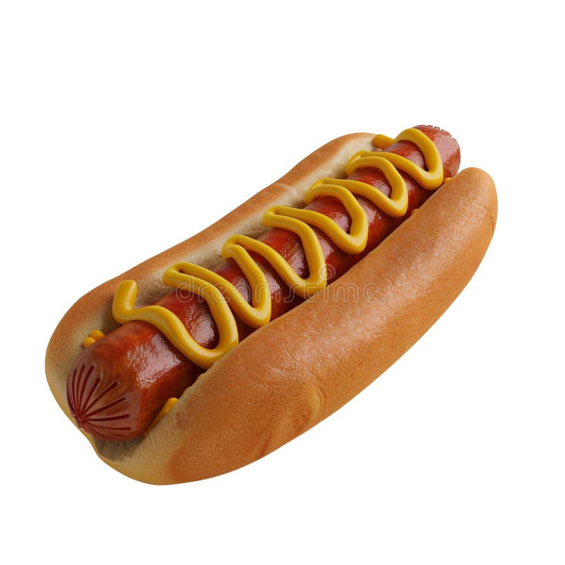 Classic Hot Dog with Mustard Stock Photo - Illustration of dinnertime ...