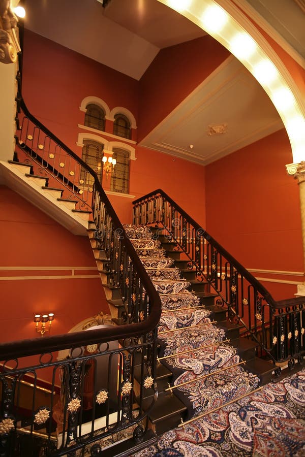 Classic hotel lobby stairs stock image. Image of fine - 4274861
