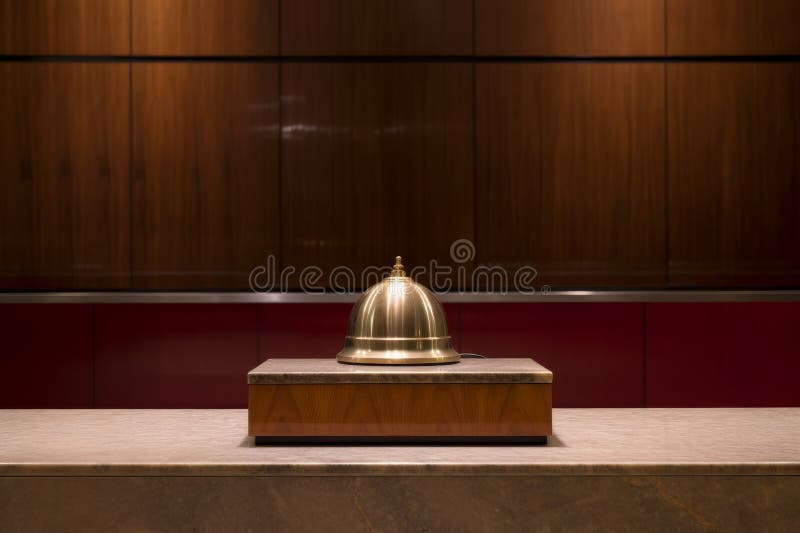 Classic Hotel Service Bell Centered on Minimalistic Counter with Warm ...