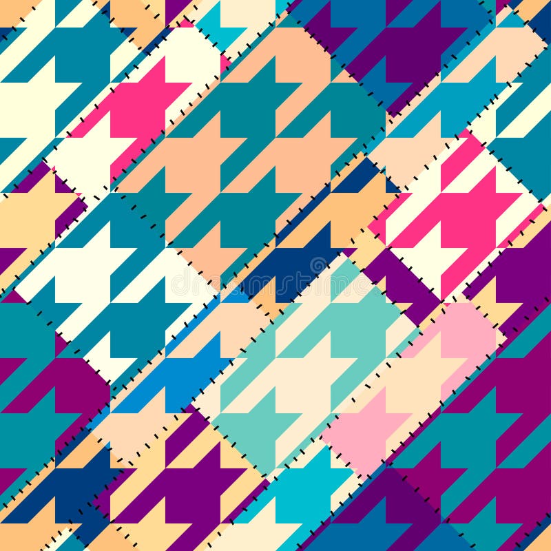Classic Hounds-tooth Pattern in a Patchwork Collage Style. Stock Vector ...