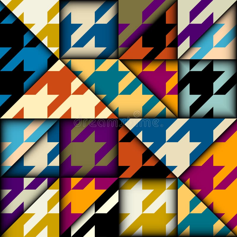 Classic Hounds-tooth Pattern in a Patchwork Collage Style. Stock Vector - Illustration of ...