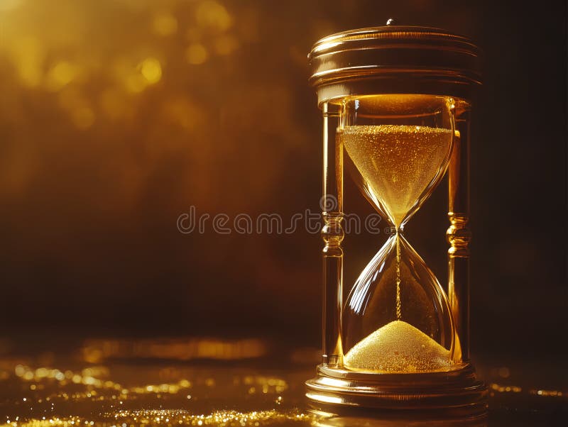 Classic Hourglass with Sand Flowing in Warm Light Stock Illustration ...