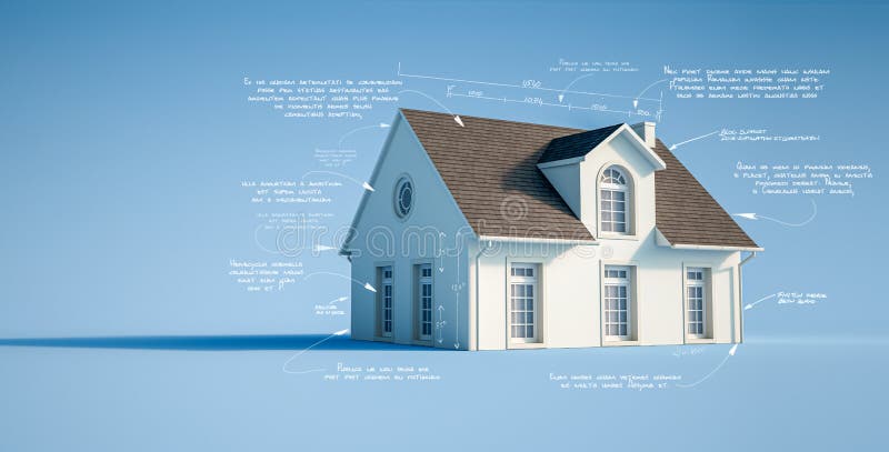 Classic House with Construction Notes Blue Stock Illustration ...