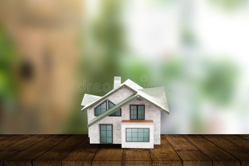 Classic House Model on Wooden Background. Stock Image - Image of ...