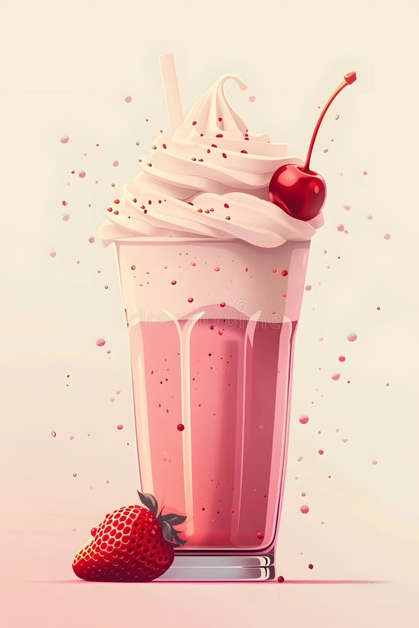 Classic Ice Cream Shake Poster: Blended Drink with Cream, Cocoa, and ...
