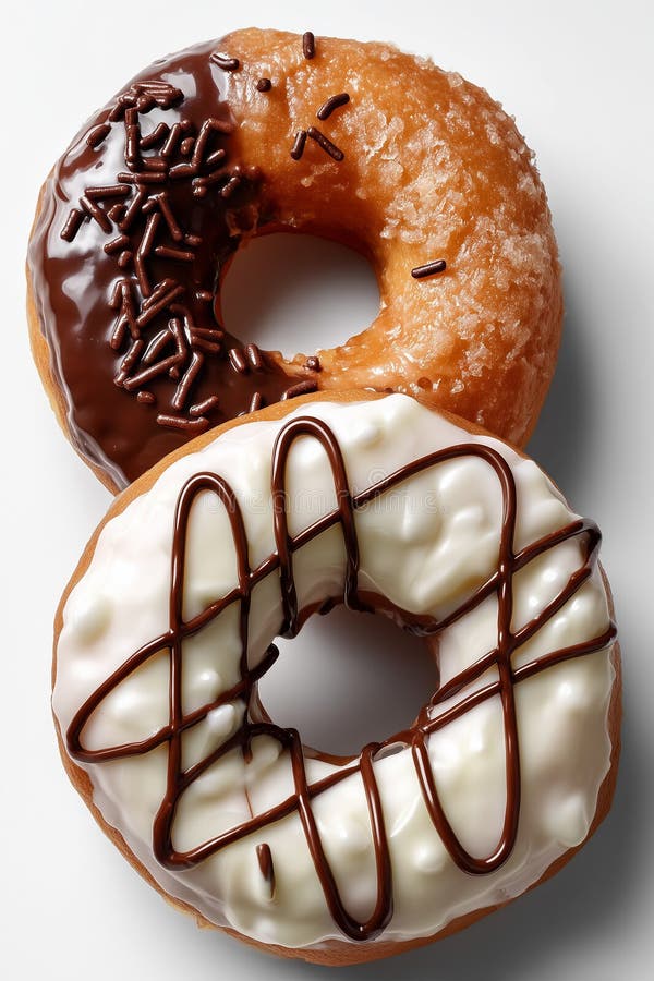 Classic Iced Ring Doughnuts Showcase Chocolate Sprinkle Topped Design ...