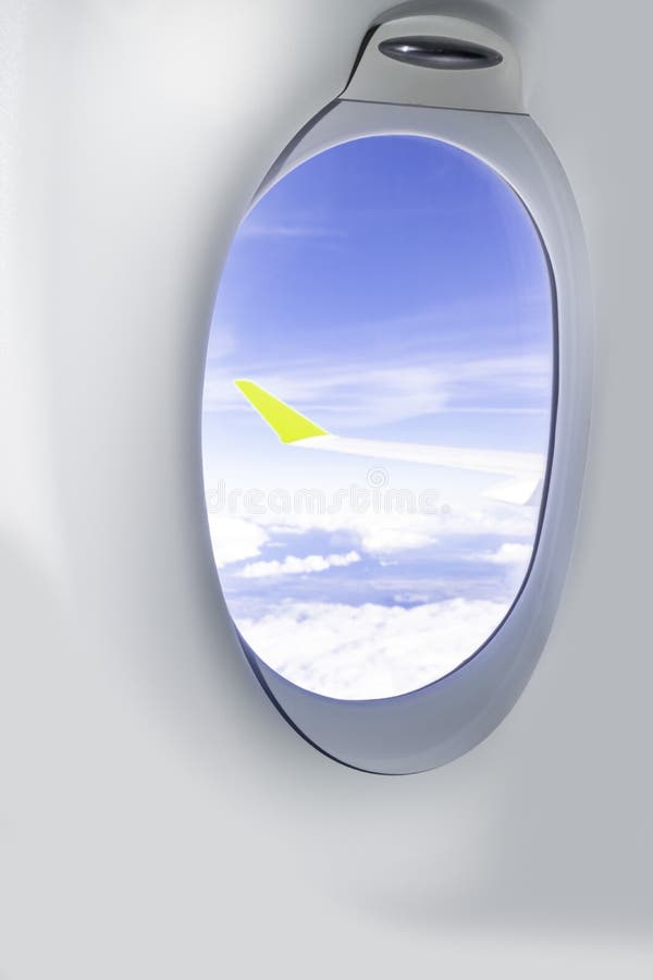 Classic Image through Aircraft Window Onto Jet Engine Stock Photo ...