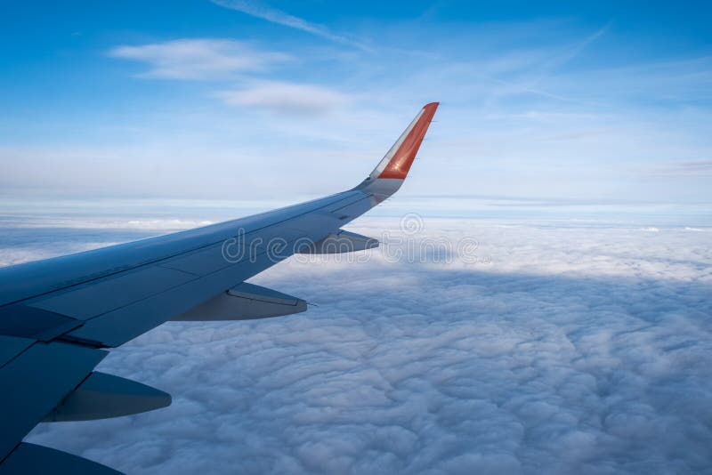 Classic Image through Aircraft Window Onto Wing. Flight View Over ...