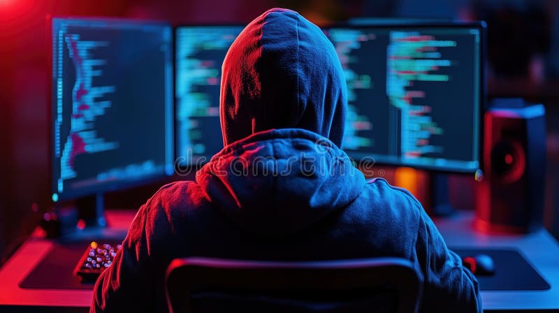 The Classic Image of a Computer Hacker. Stock Image - Image of hacking ...