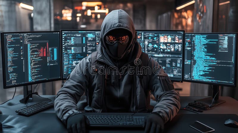 The Classic Image of a Computer Hacker. Stock Image - Image of computer ...
