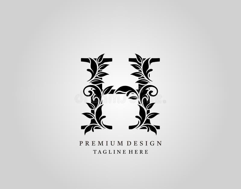 Classic Initial H Letter Logo Design, Elegant Floral Ornate Monogram ...