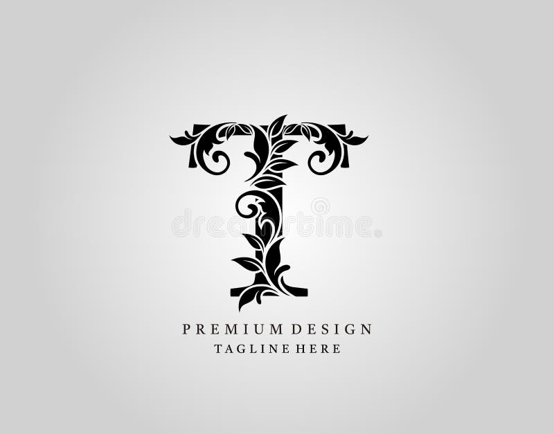 Classic Initial T Letter Logo Design, Elegant Floral Ornate Monogram ...