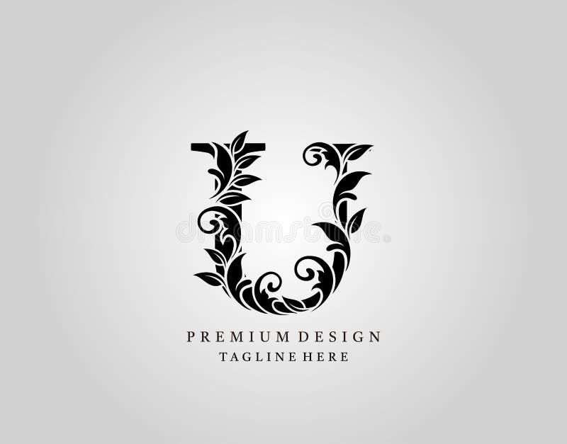 Classic Initial U Letter Logo Design, Elegant Floral Ornate Monogram ...