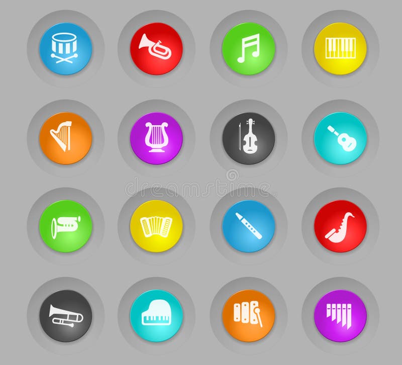 Classic Instruments Colored Plastic Round Buttons Icon Set Stock Vector ... Classic Instruments Colored Plastic Round Buttons Icon Set Stock Vector ...