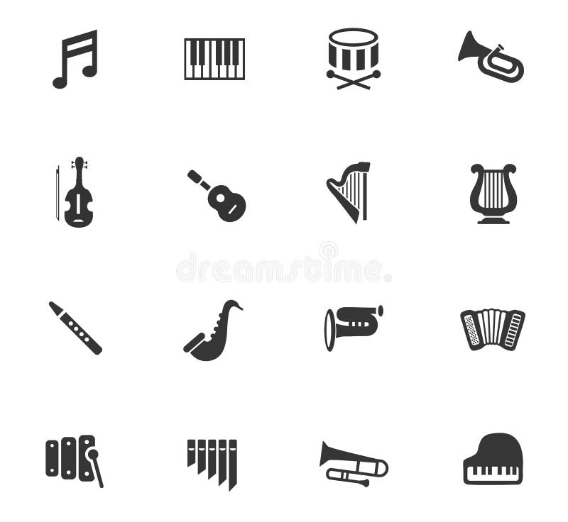 Classic Instruments Icon Set Stock Vector - Illustration of violin ...