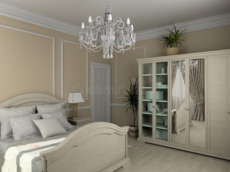 3D Render Classic Interior of Living-room Stock Illustration ...