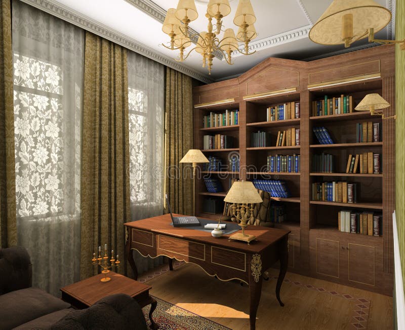 Classic Interior. 3D Render Stock Illustration - Illustration of ...