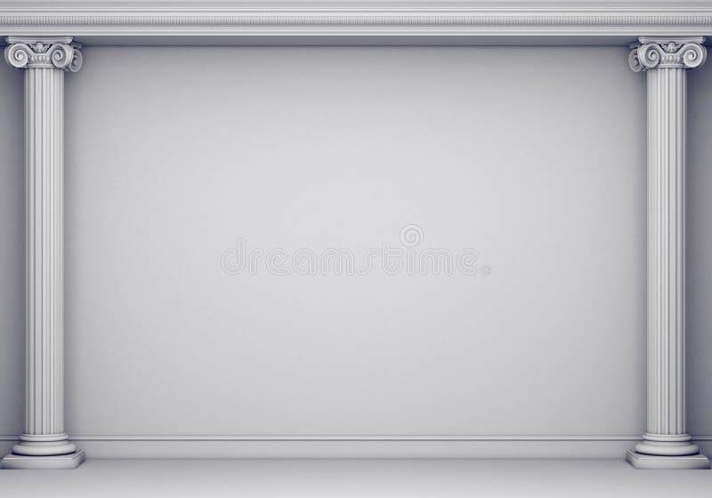 Classic Interior with Column Stock Illustration - Illustration of ...