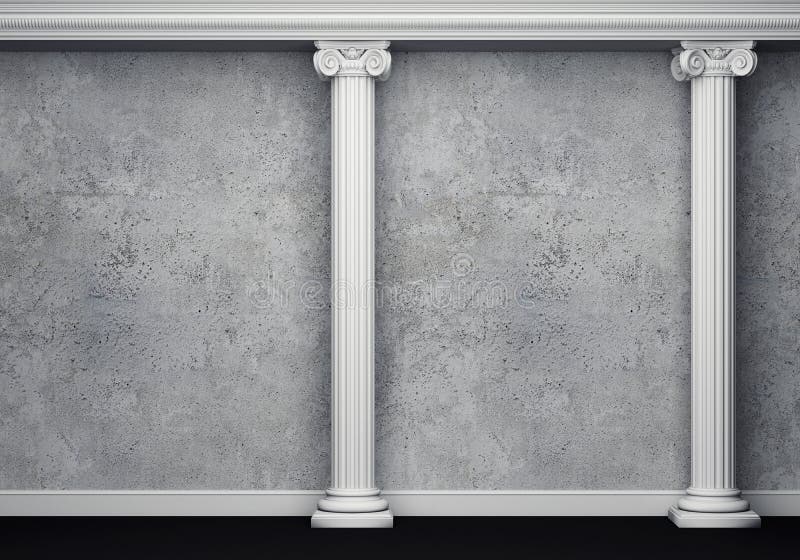 Classic Interior with Column Stock Illustration - Illustration of decor ...