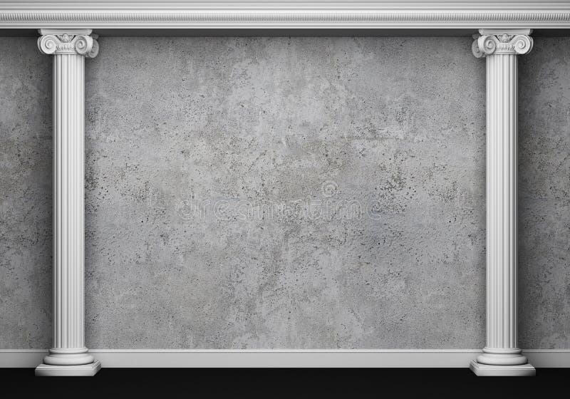 Classic Interior with Column Stock Illustration - Illustration of ...