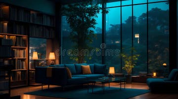 Classic Interior Design with Library, Generative Ai Art. Stock ...