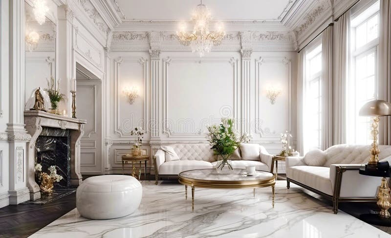 Classic Interior Design of Living Room with Fireplace. Created with ...