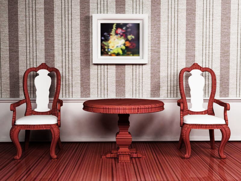 Classic Interior Design with Two Chairs Stock Illustration ...