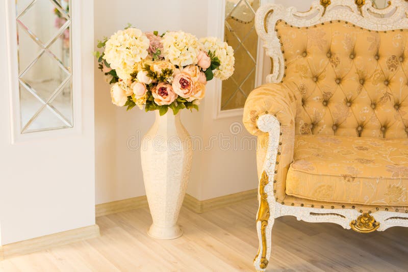 Classic Interior of Living Room with Sofa and Big Vase Stock Image ...