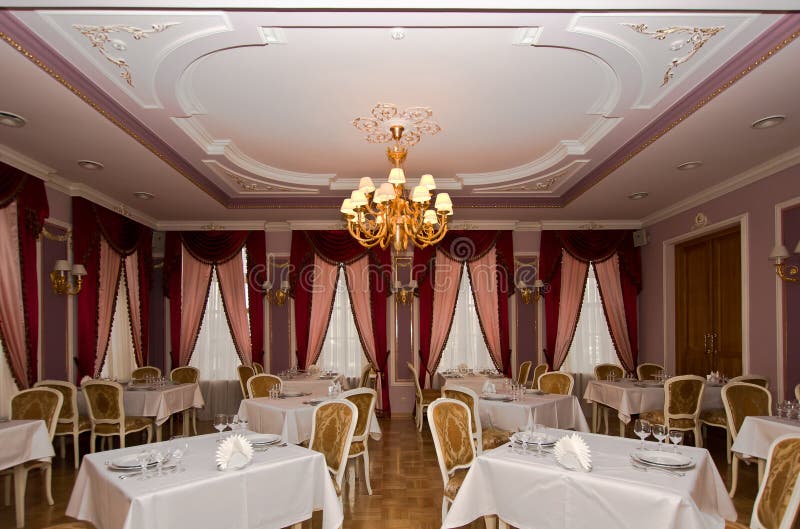 Classic Interior Of Restaurant Stock Photo - Image of light, empty ...
