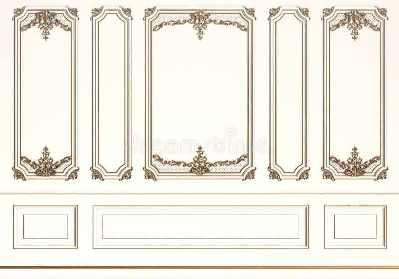 Classic Interior Wall with Mouldings Stock Illustration - Illustration ...